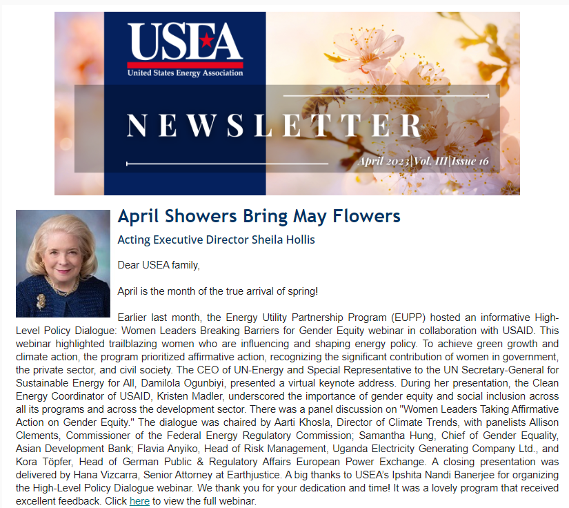USEA Newsletter: April 2023 | USEA | United States Energy Association