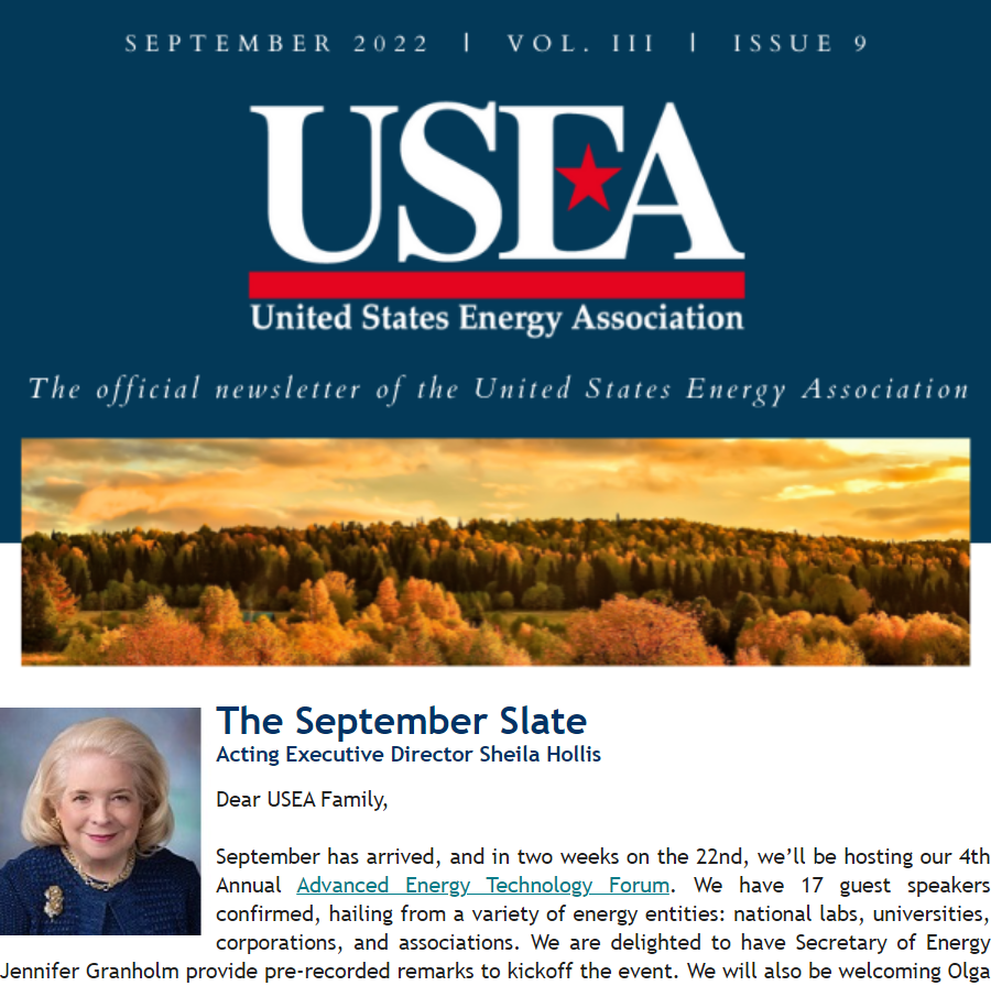 USEA Newsletter: September 2022 | USEA | United States Energy Association