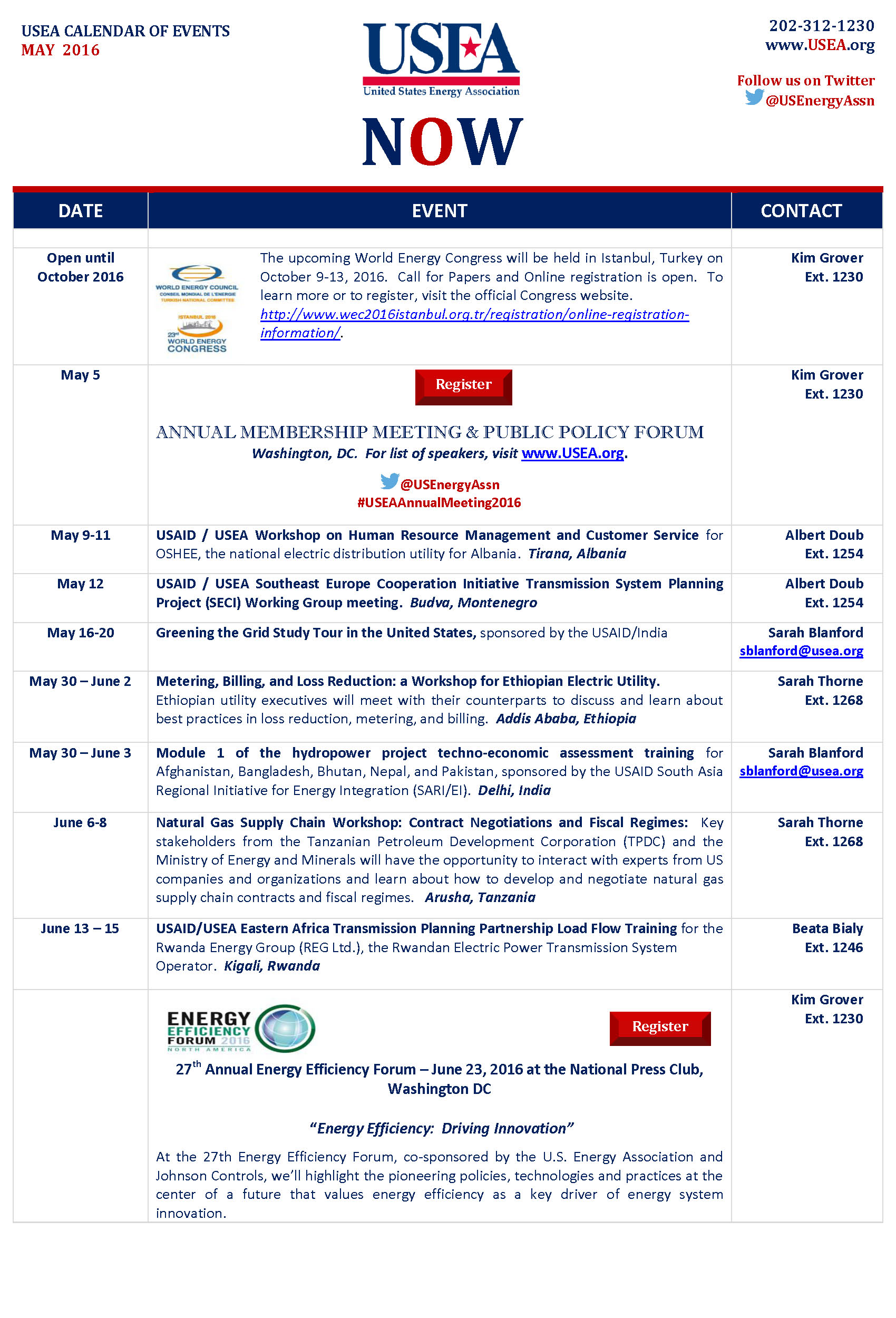 USEA Now - May 2016 | USEA | United States Energy Association